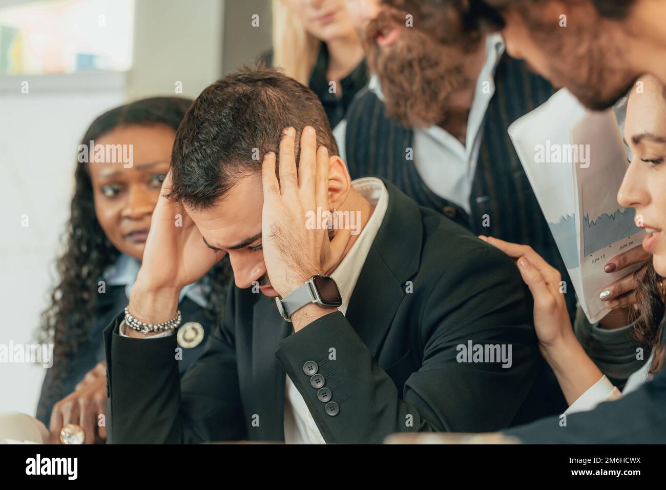 Desperate investor for the collapse of the markets surrounded by ...