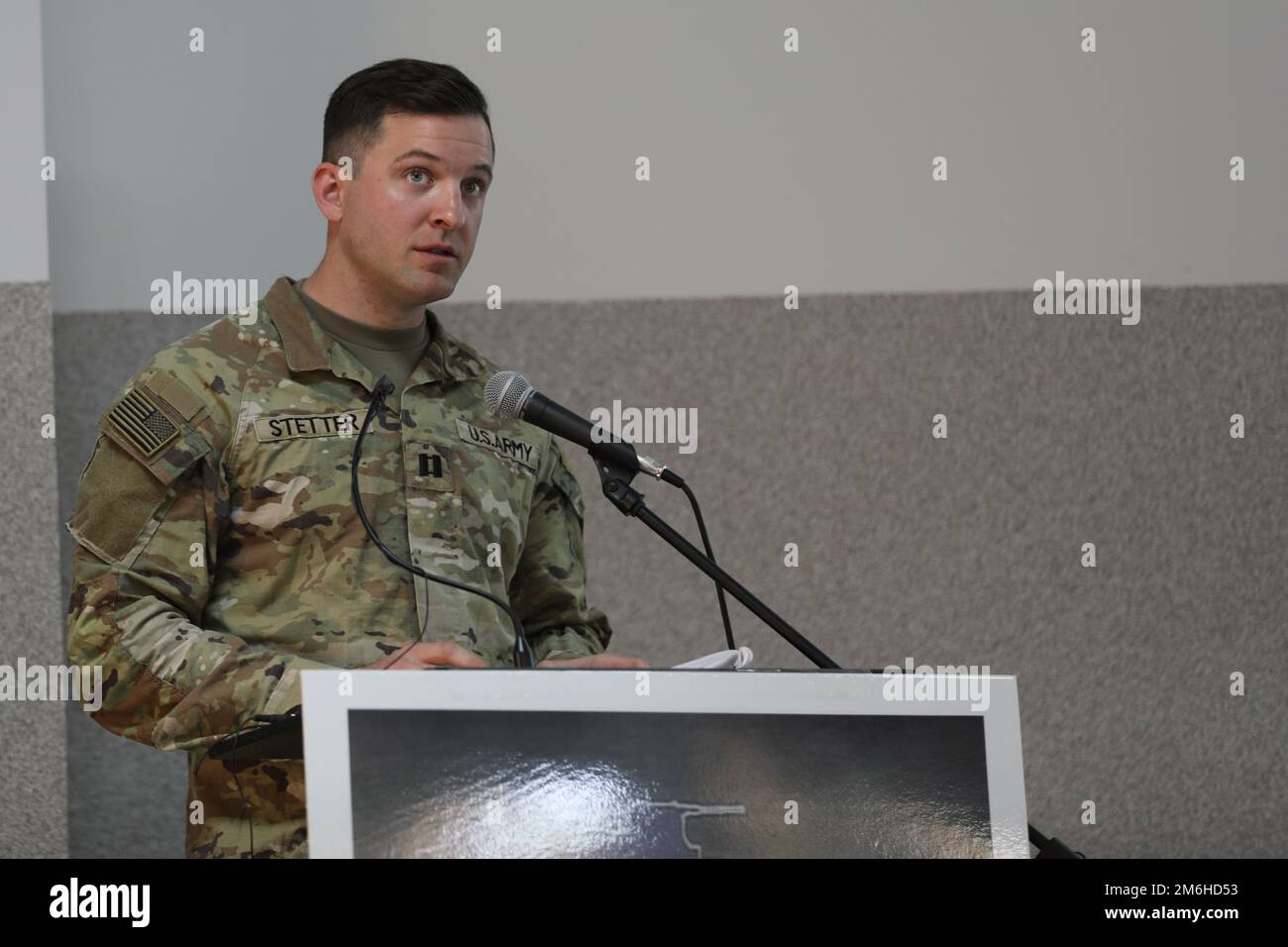 U.S. Army Capt. Ray Stetter, assigned to 1st Brigade Engineer Battalion ...