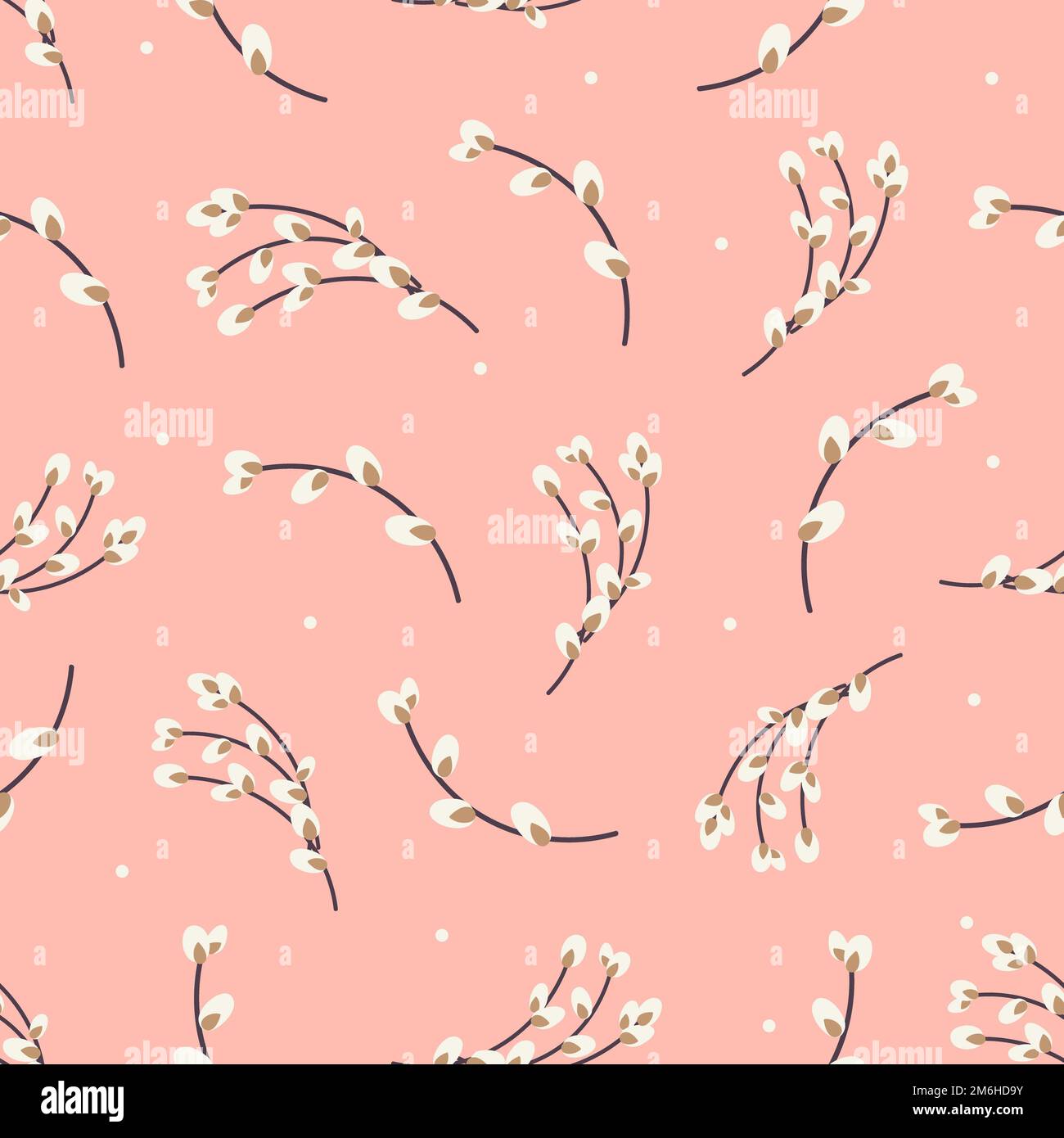 Background with Willow twigs. seamless pattern of Willow twigs. Easter ...