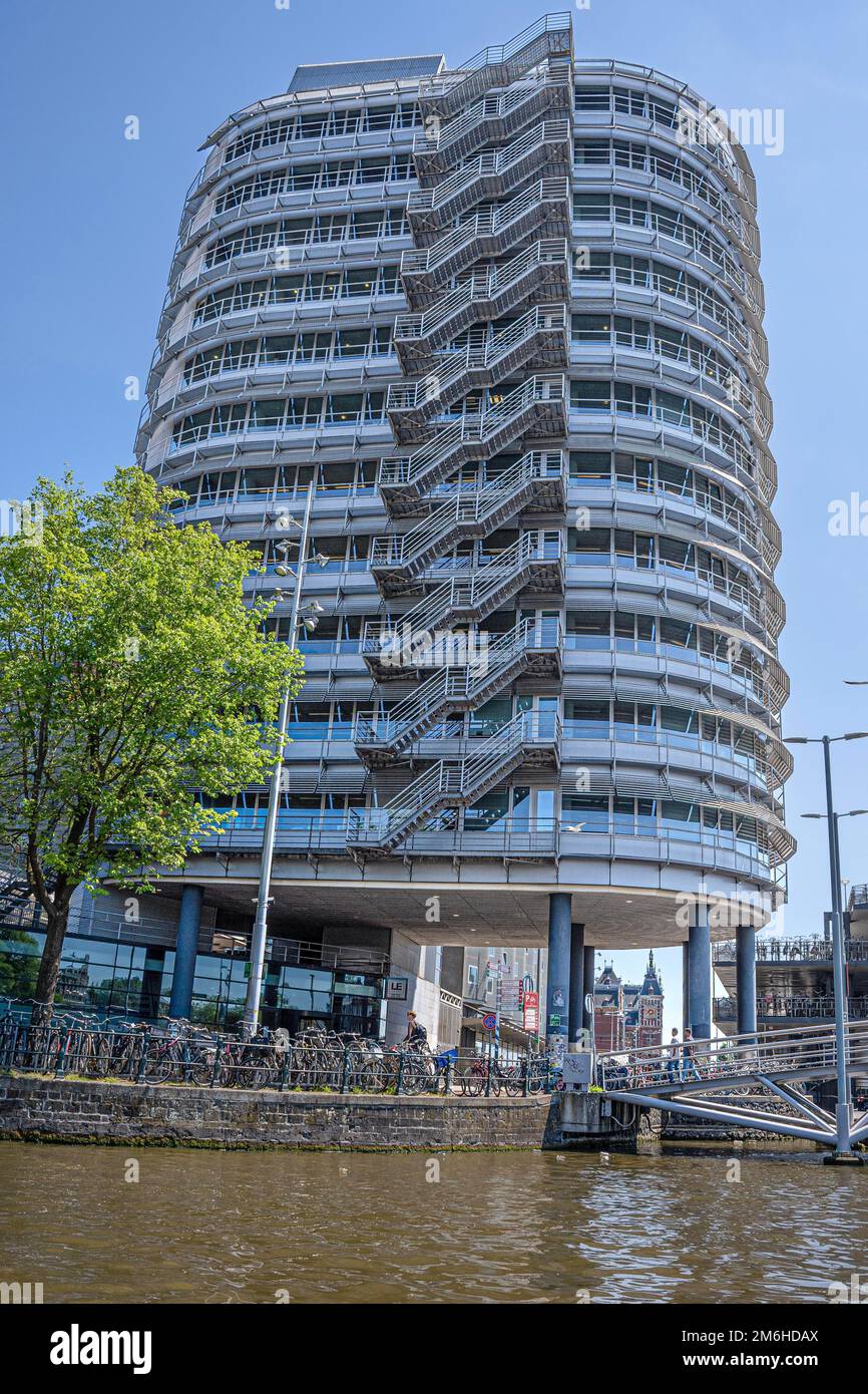 High-rise building on the canals, Amsterdam, Netherlands Stock Photo ...