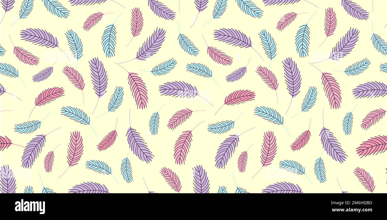 Feathers seamless pattern. Boho pattern with chicken feathers Stock ...