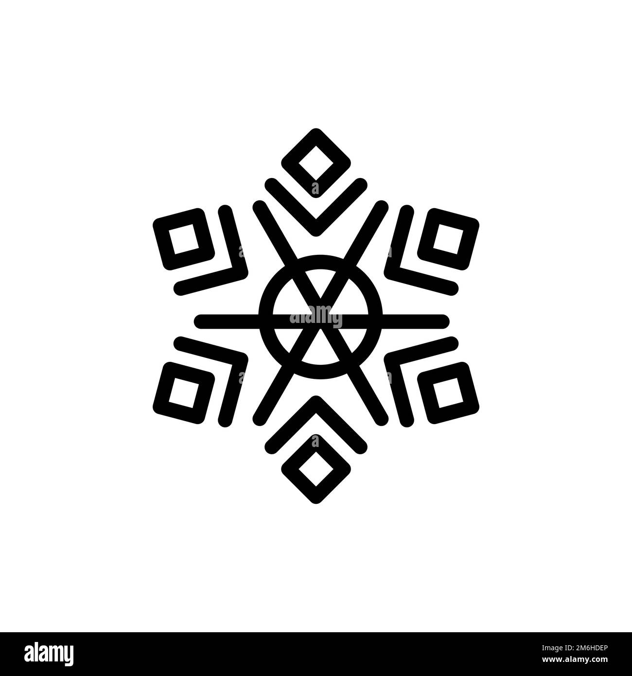 Snowflake color line icon. Geometric ornament. Festive decoration ...