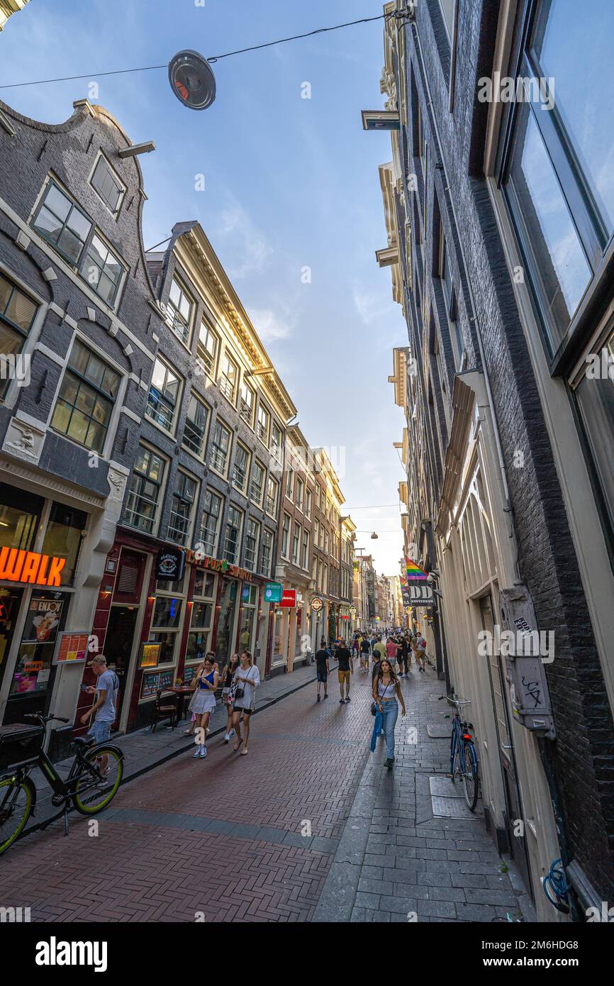 In the narrow streets of the city, Amsterdam, Netherlands Stock Photo ...