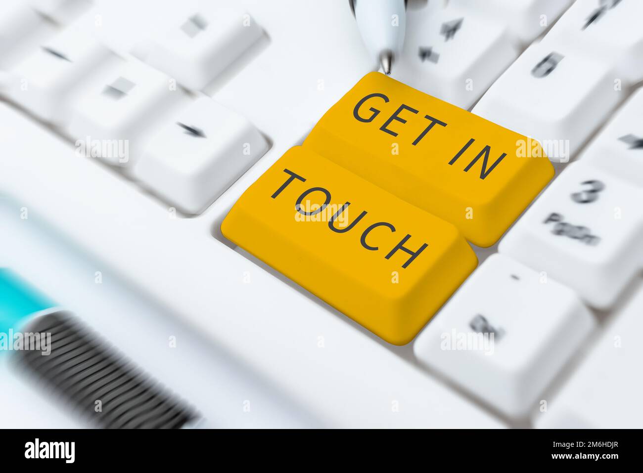 Writing displaying text Get In Touch. Business overview Stay in contact ...