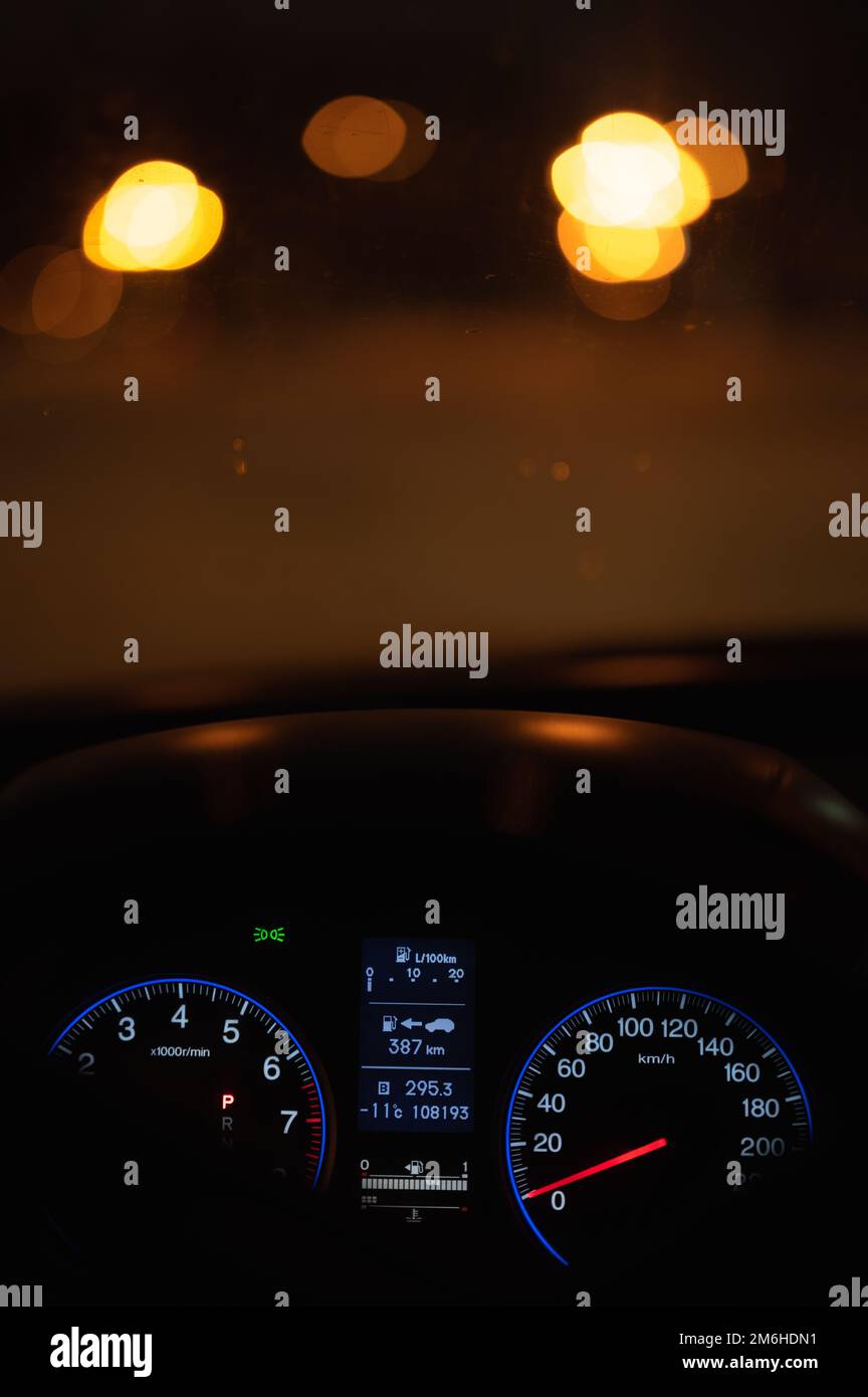 Auto speedometer glow in the dark Stock Photo - Alamy