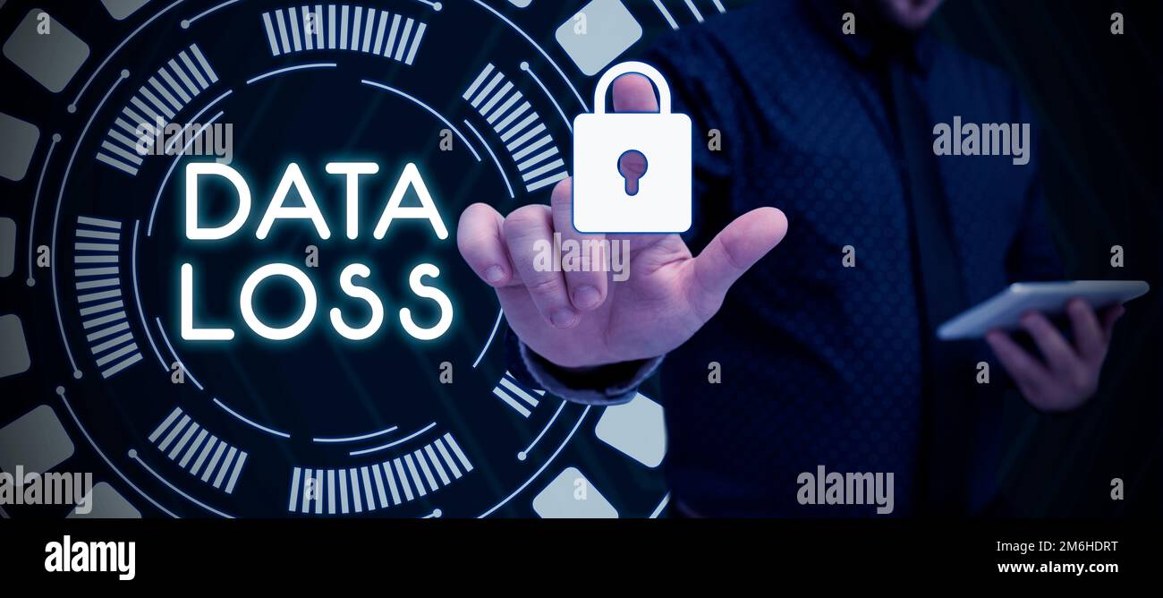 Conceptual display Data Loss. Business approach process or event that ...