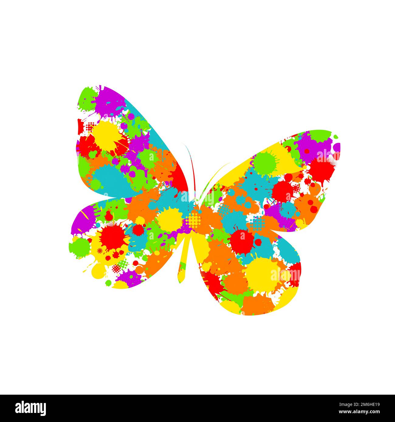 Abstract multicolored butterflies with splashes of paint. Vector ...