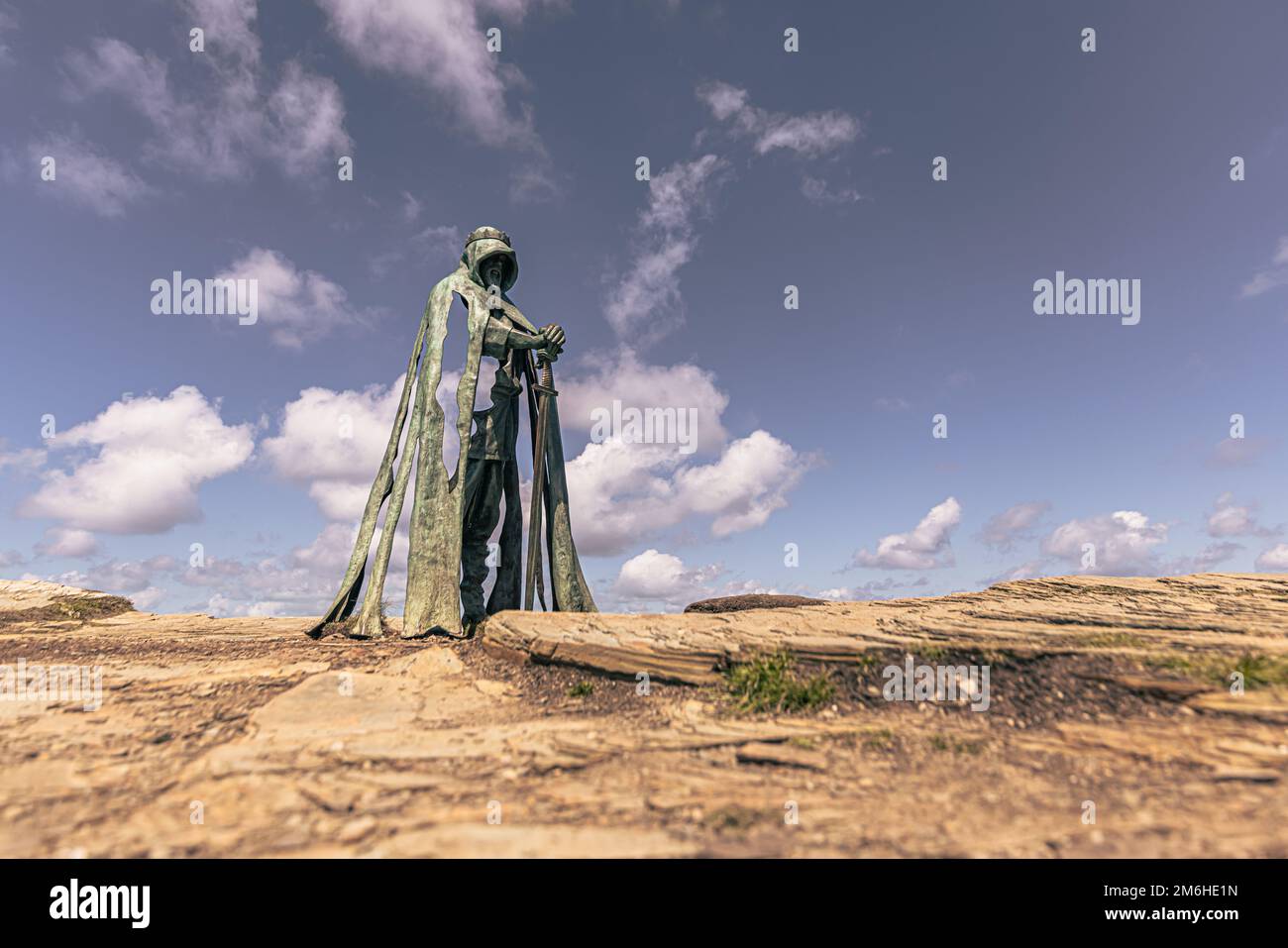Tintagel - May 30 2022: Statue of the legendary King Arthur in the ...