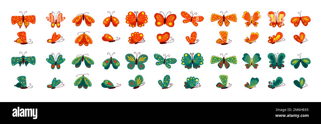 Set of colored butterflies. Vector illustration Stock Vector Image ...
