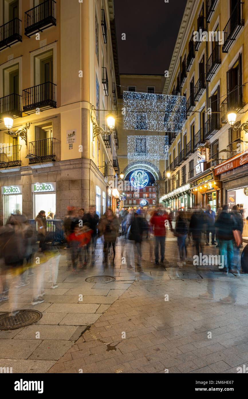 Christmas lights in a street of Madrid, Spain Stock Photo - Alamy