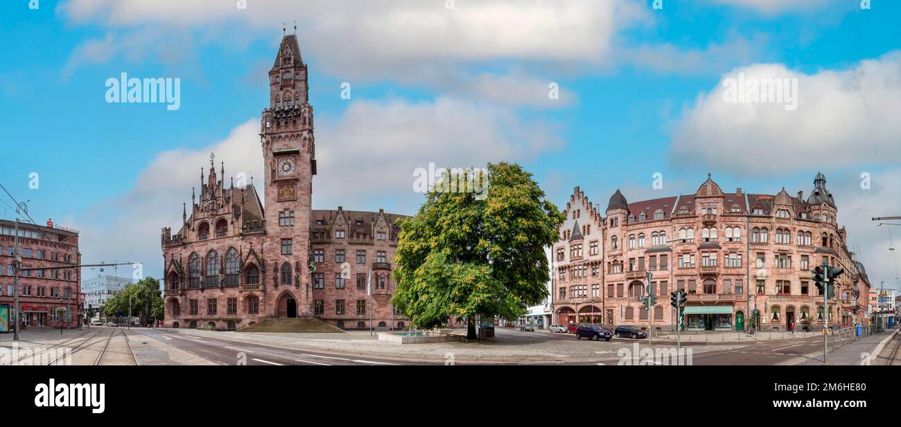 Town Hall Square, Rathausplatz Saarbruecken Panorama Germany Stock ...