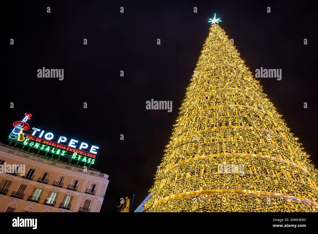 Christmas tree, Puerta del Sol, Madrid, Spain Stock Photo - Alamy