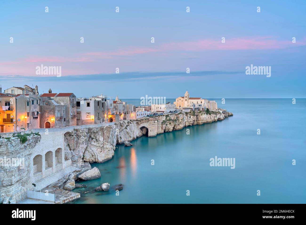 Old town of Vieste at sunset, Gargano, Foggia, Apulia Stock Photo - Alamy