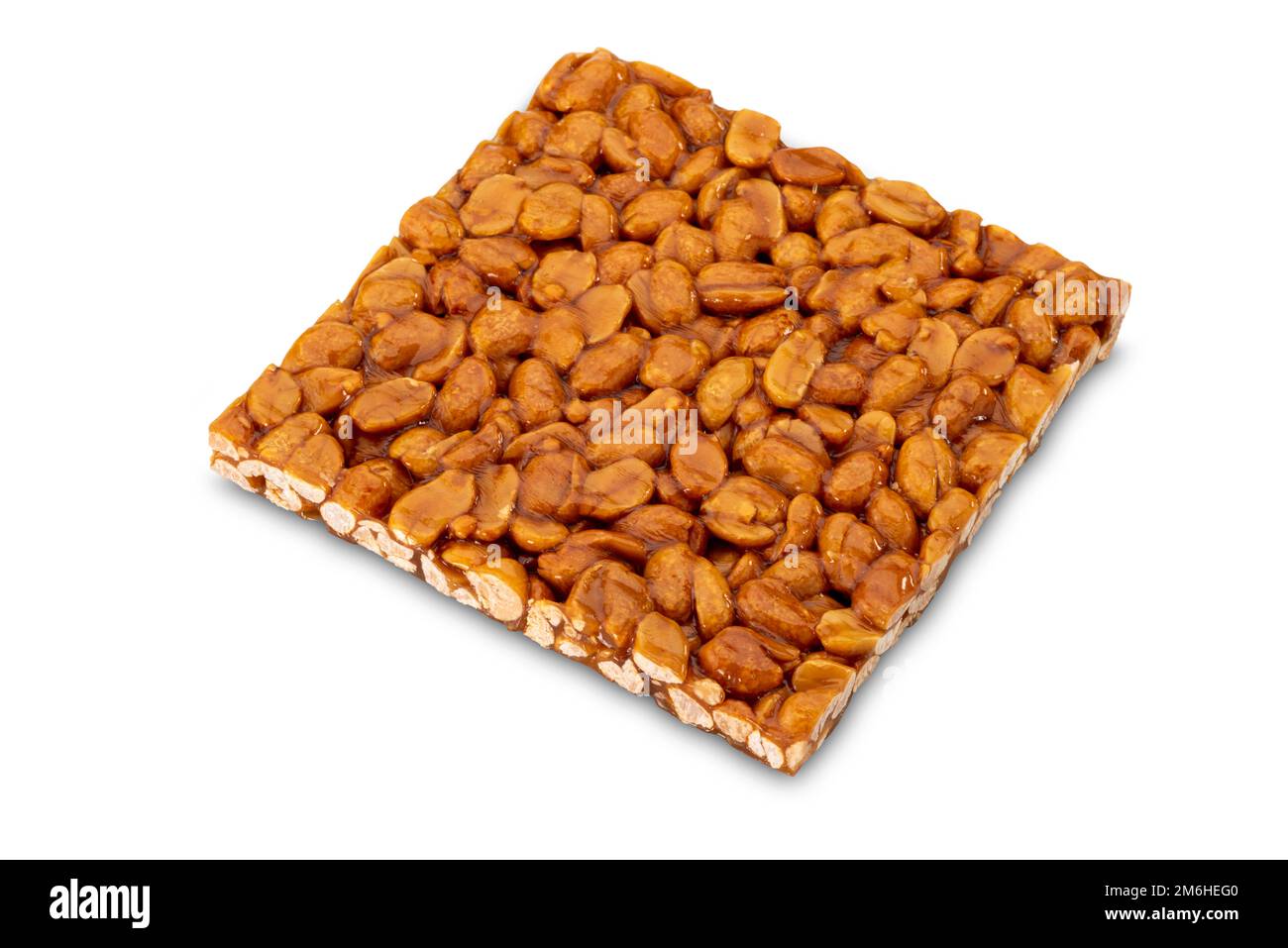 Crunchy caramelized of peanuts isolated on white with clipping path ...