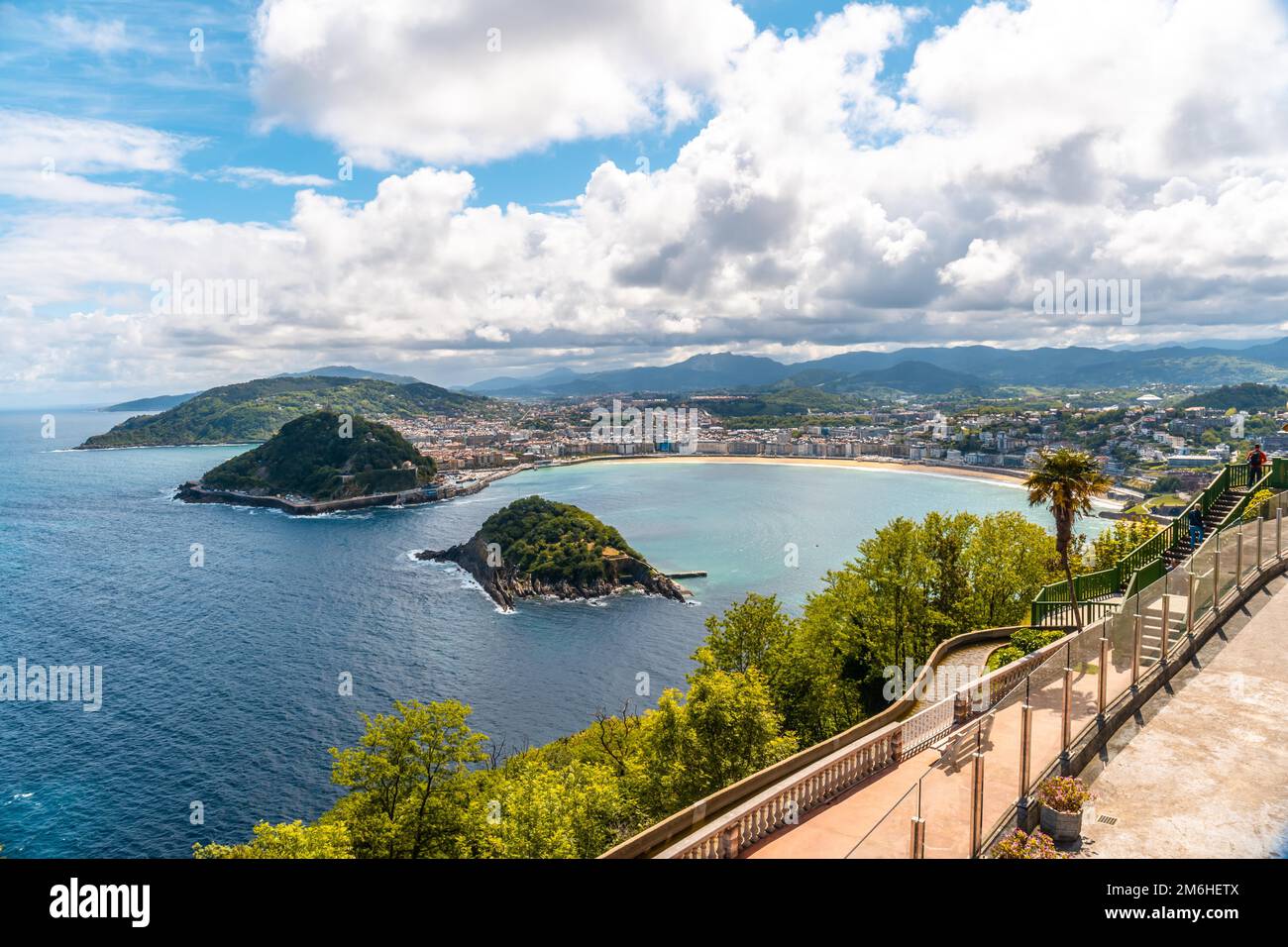 Views of the city of San Sebastian and Santa Clara Island from Mount ...
