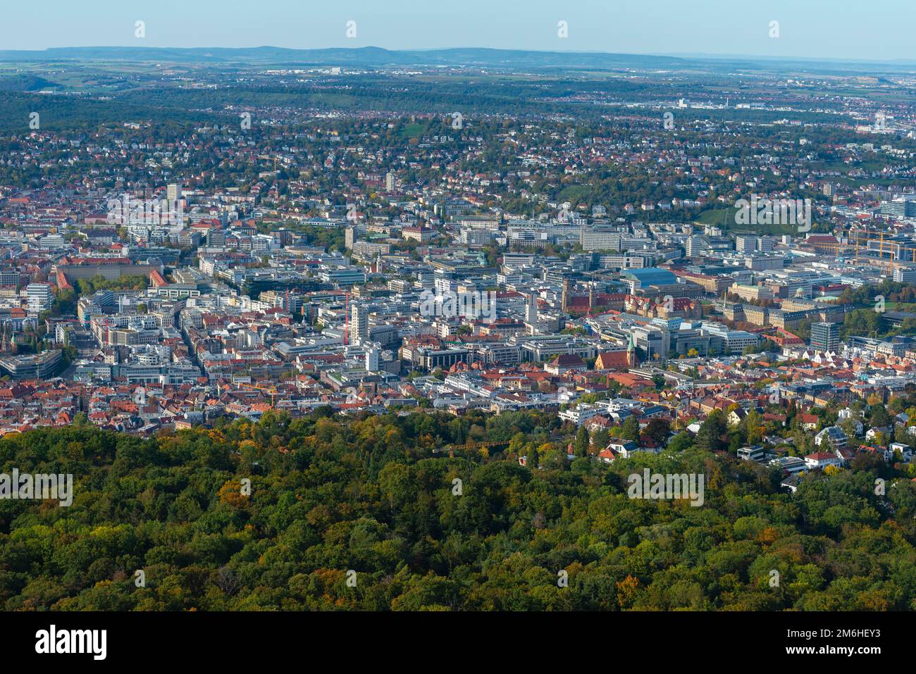 Stuttgart, view from the TV tower, city centre, from above, surrounding ...