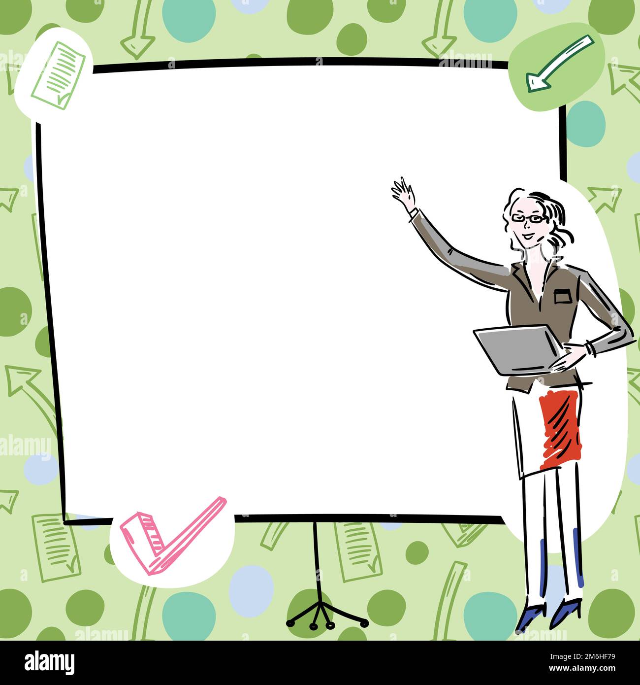 Businesswoman Wearing Casual Standing Firmly Alone Presenting Charts ...