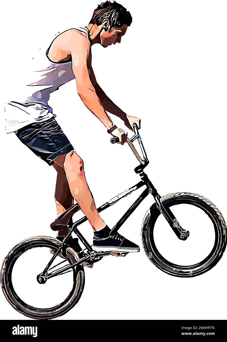 Color image of a cyclist on BMX performing extreme stunts Stock Photo ...