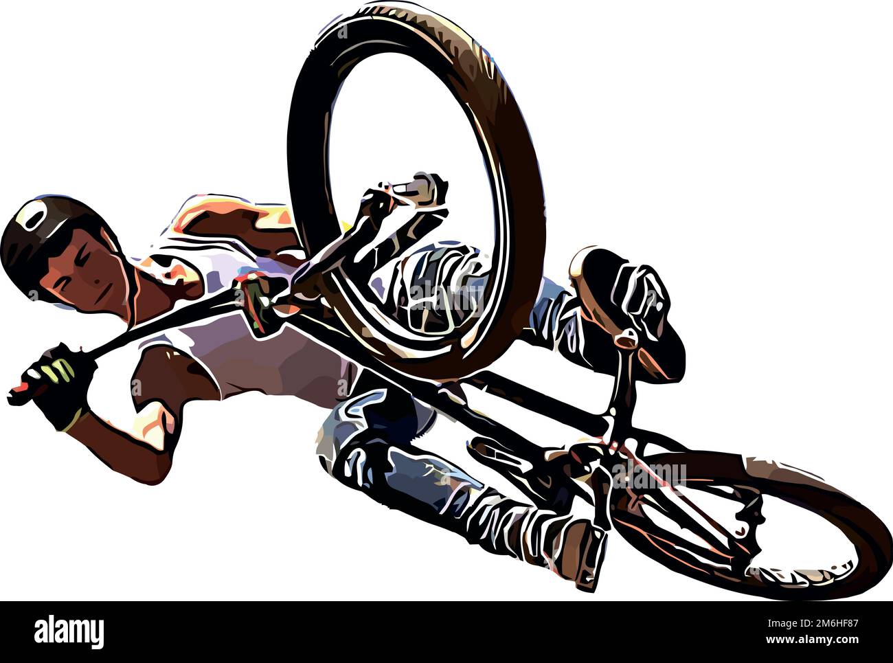 Color image of a cyclist on BMX performing extreme stunts Stock Photo ...