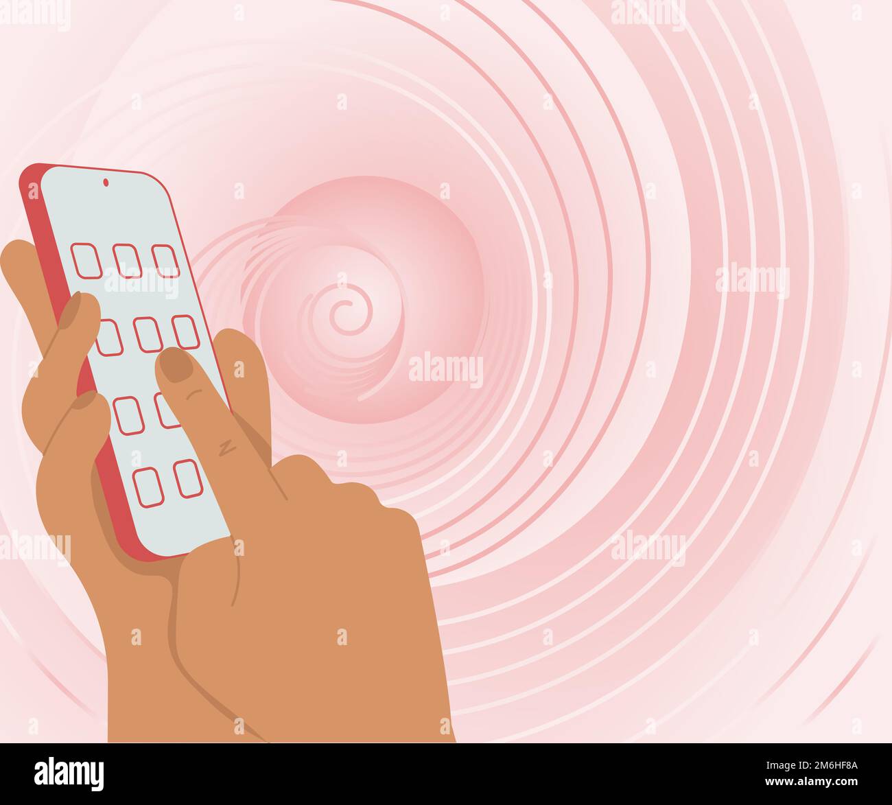 Hands Holding Mobile Phone Pressing Application Button. Palms Hold ...