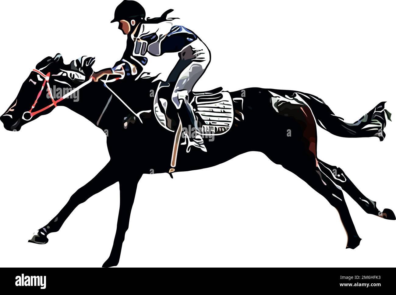 Racehorse with jockey at races. Isolated on a white background Stock ...