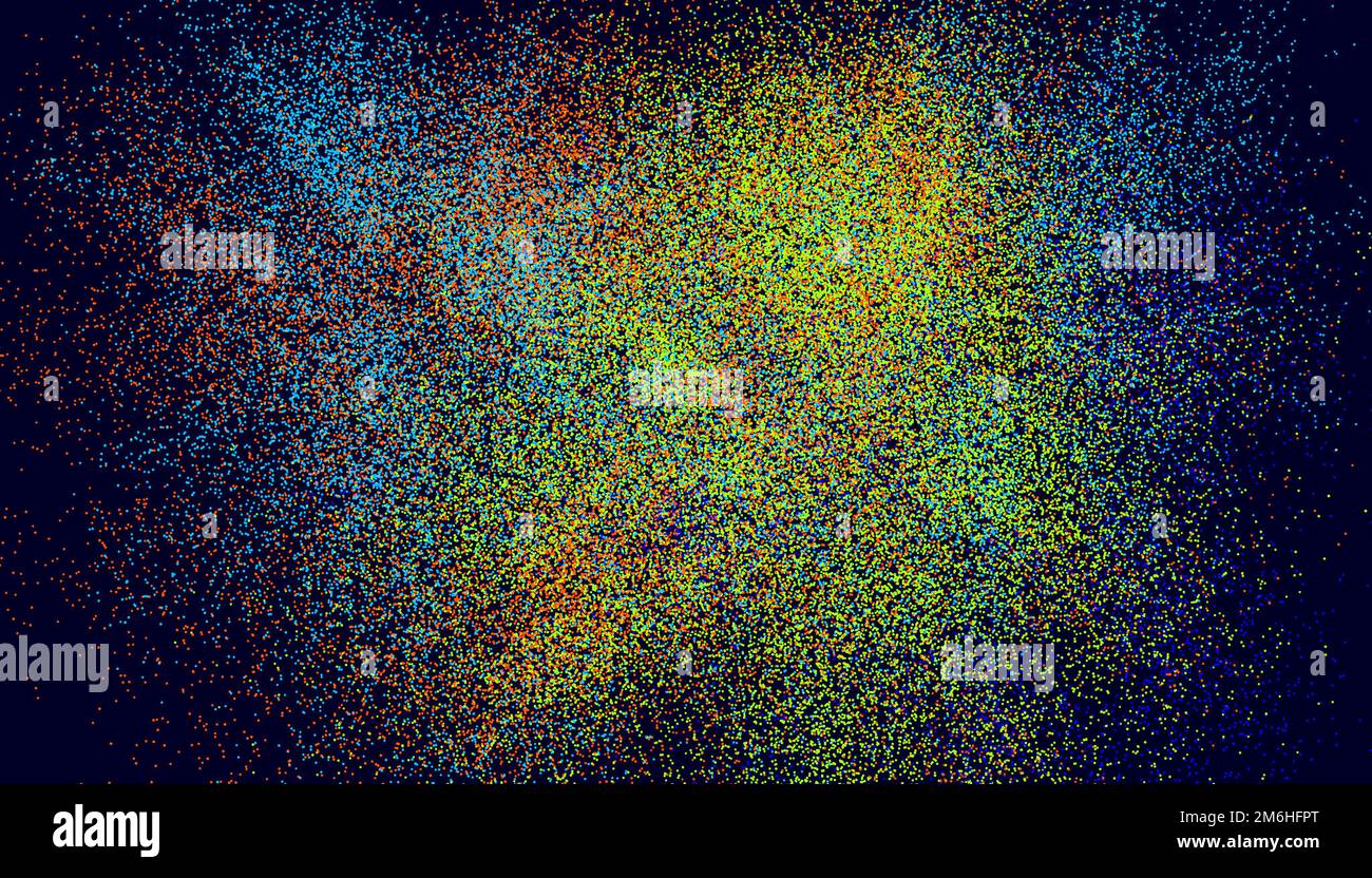 Multi-colored round spheres a large number on a dark blue background ...