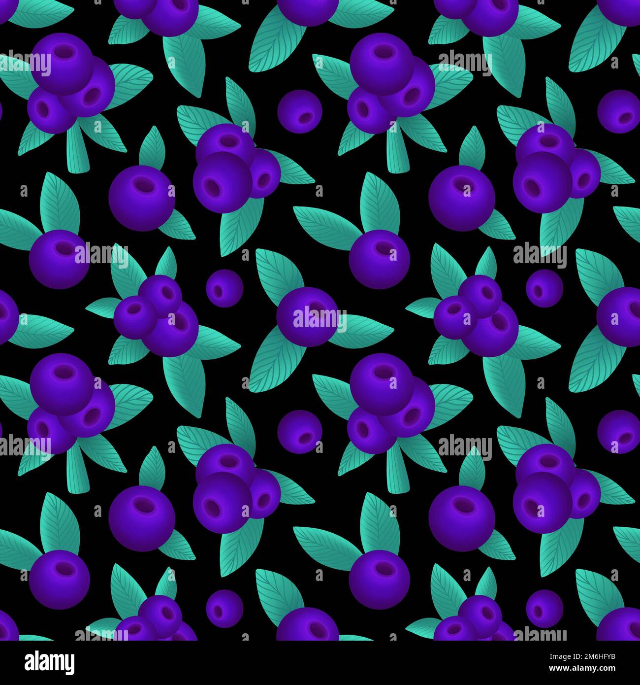 Seamless pattern with blueberries Stock Photo - Alamy