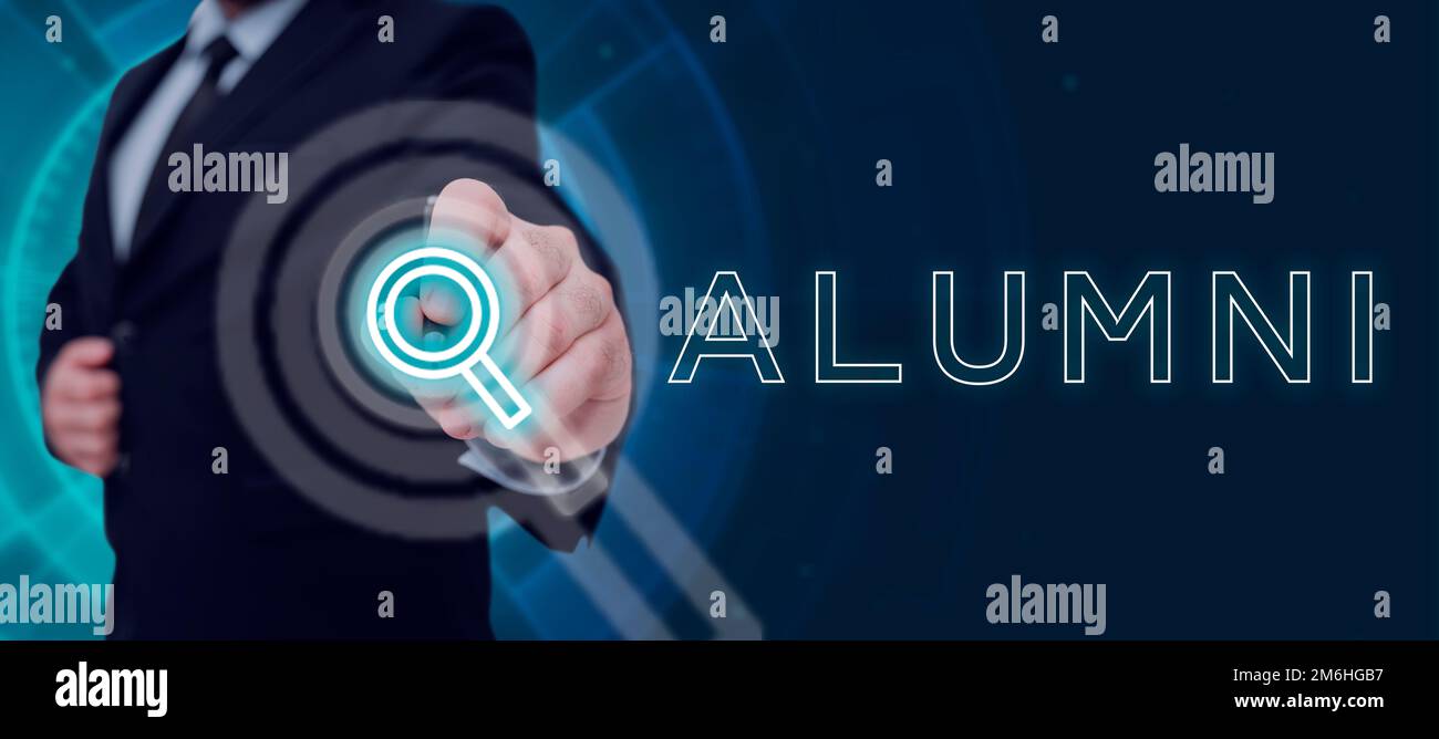 Text sign showing Alumni. Concept meaning former pupil or student ...