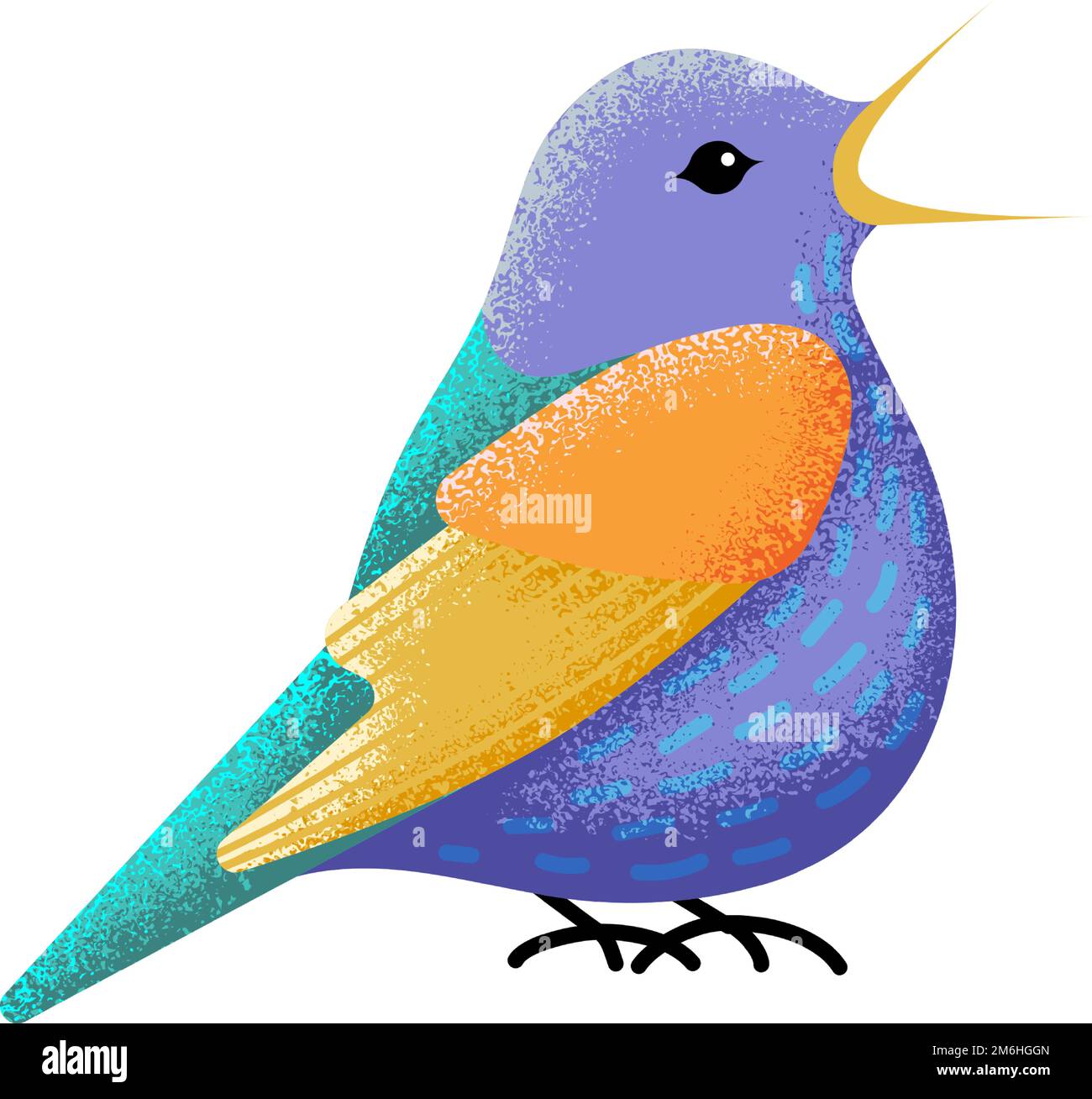 Blue exotic bird with orange wings. Singing animal Stock Vector Image ...