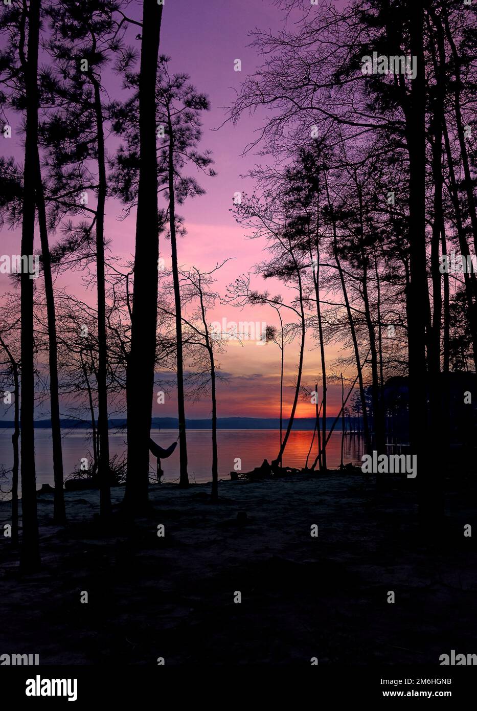 Sunset over Jordan Lake State Park -- Poplar Point campground -- near ...
