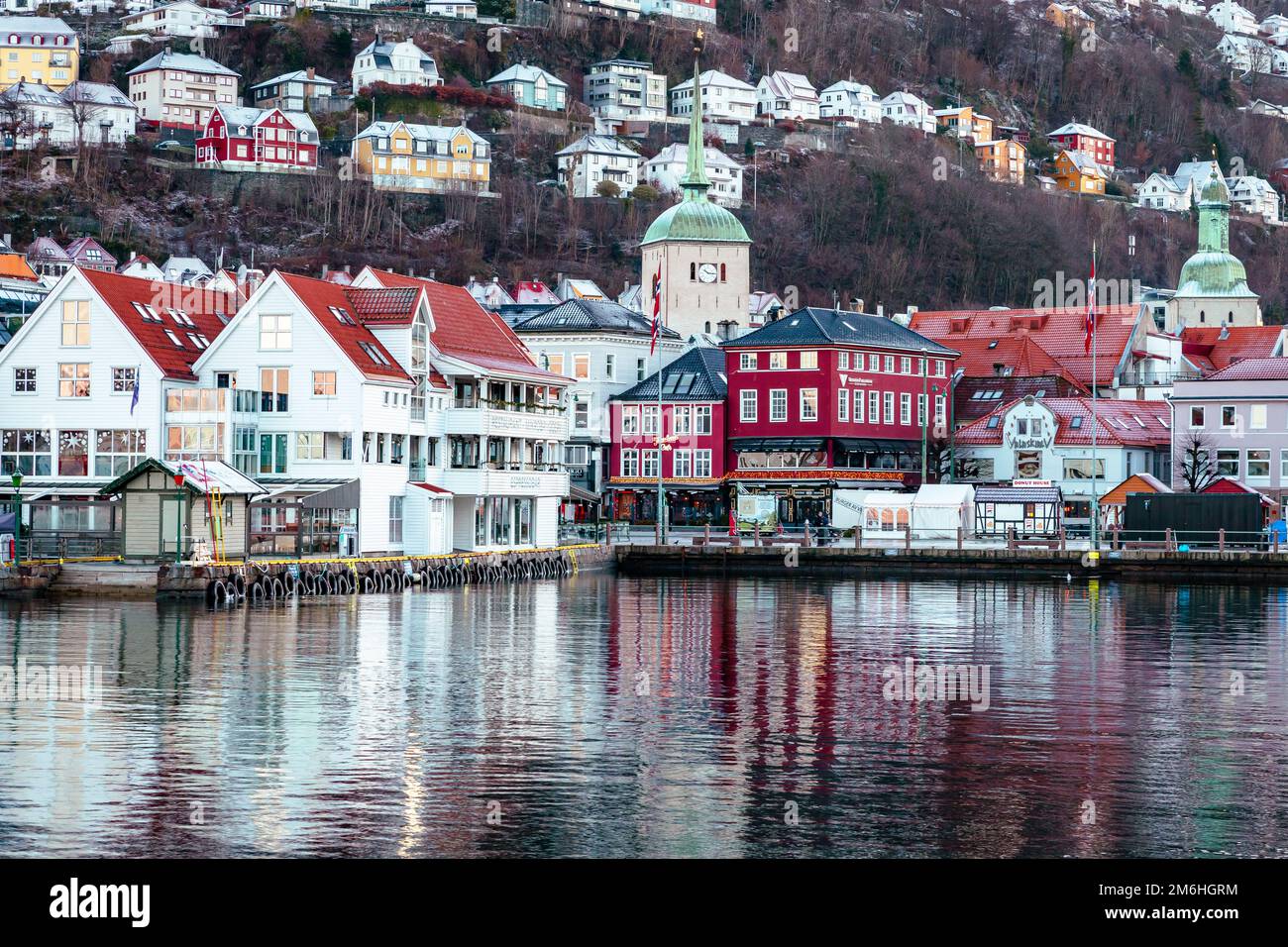 Bergen Scandinavian Architecture. Traditional decorated residential houses in the old part of ...
