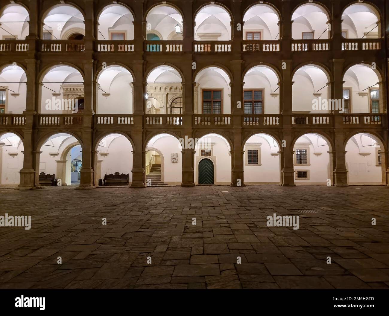 The arcaded inner courtyard of The Styrian Armoury (Landhaus building ...