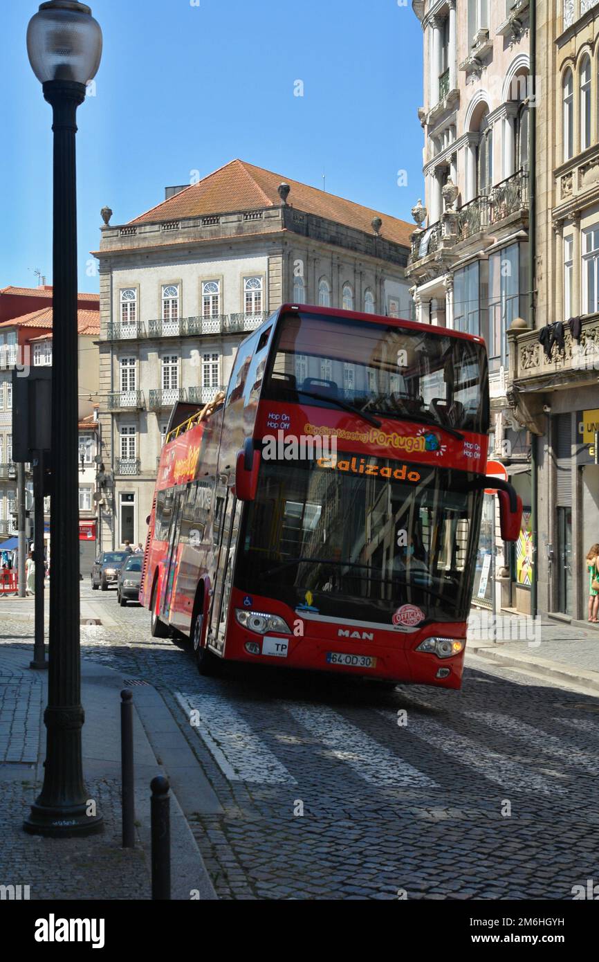 Hop On - Hop Off bus for tourists in Porto - Portugal Stock Photo - Alamy