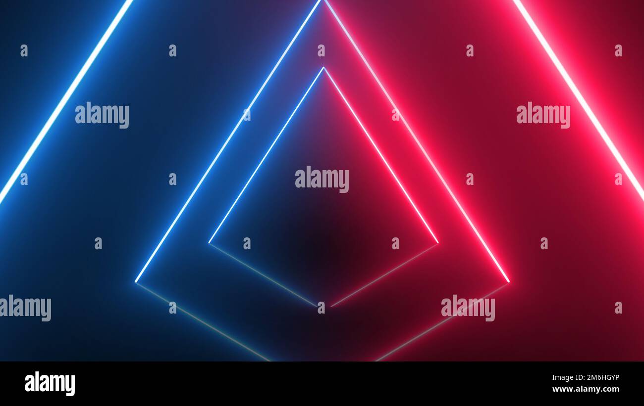 Abstract triangle neon glowing lights line background Stock Photo - Alamy