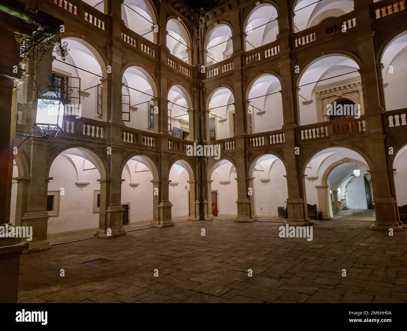 The arcaded inner courtyard of The Styrian Armoury (Landhaus building ...