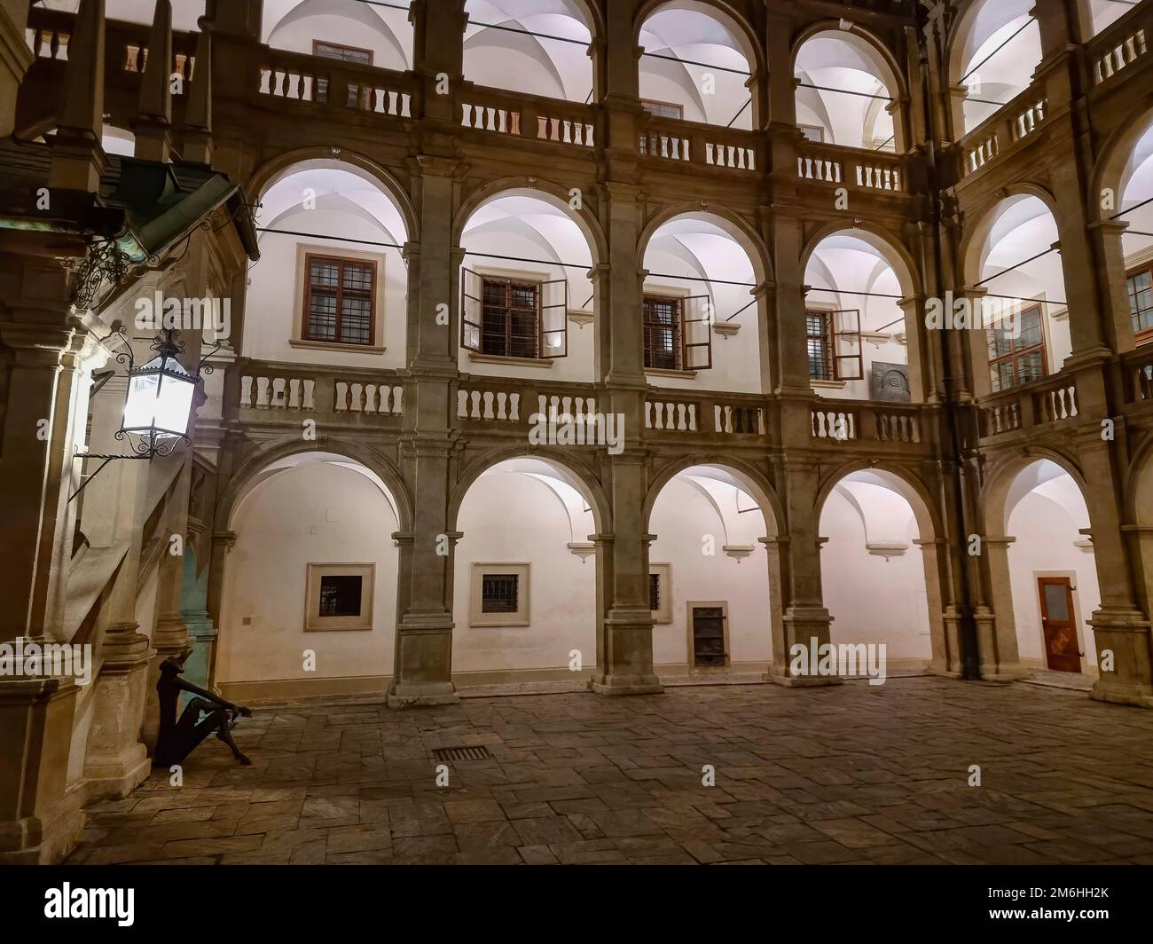 The arcaded inner courtyard of The Styrian Armoury (Landhaus building ...