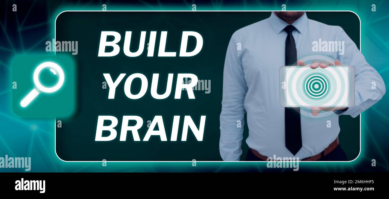 Conceptual caption Build Your Brain. Business idea mental activities to ...