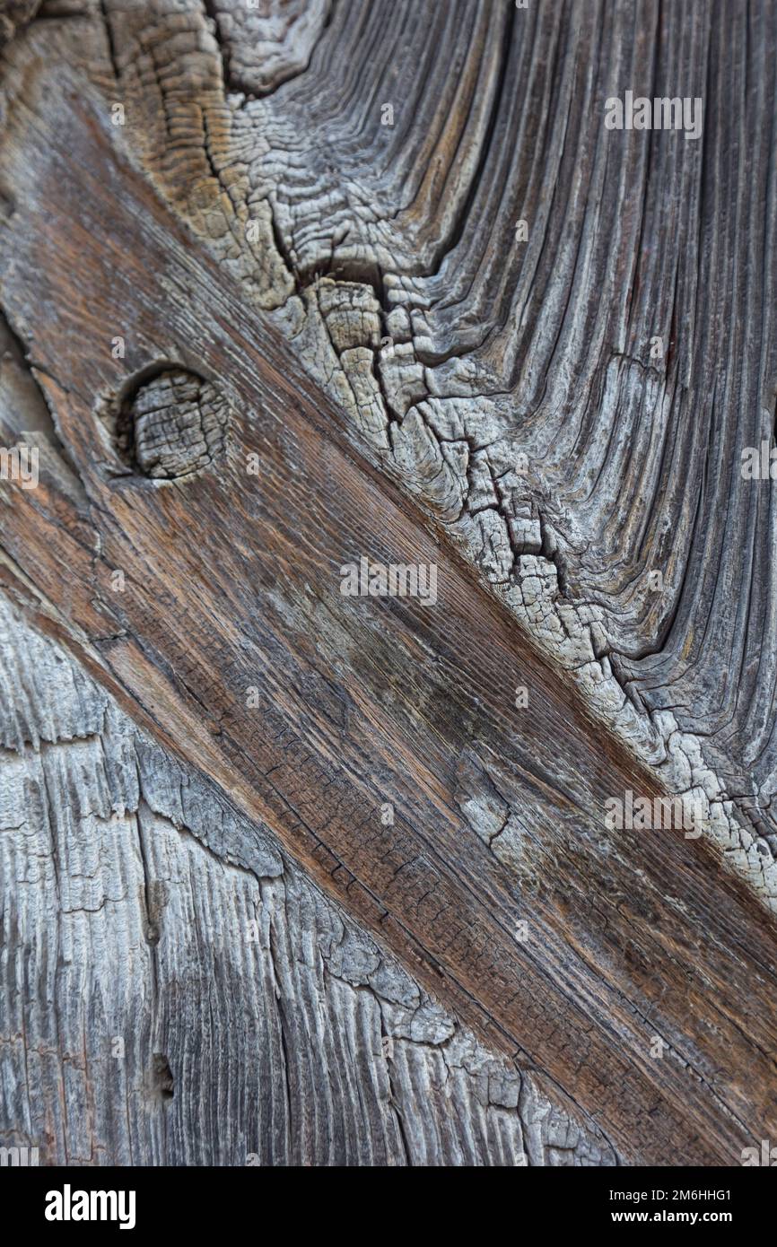 Old weathered wooden beam with distinctive grain - texture, pattern ...