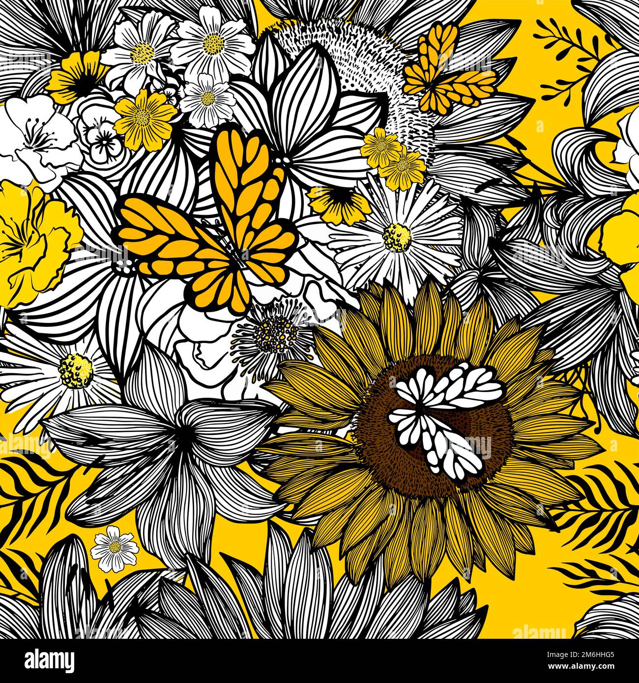 Yellow Flowers Art Gratfic Fashionable Illustration Modern Art Work My
