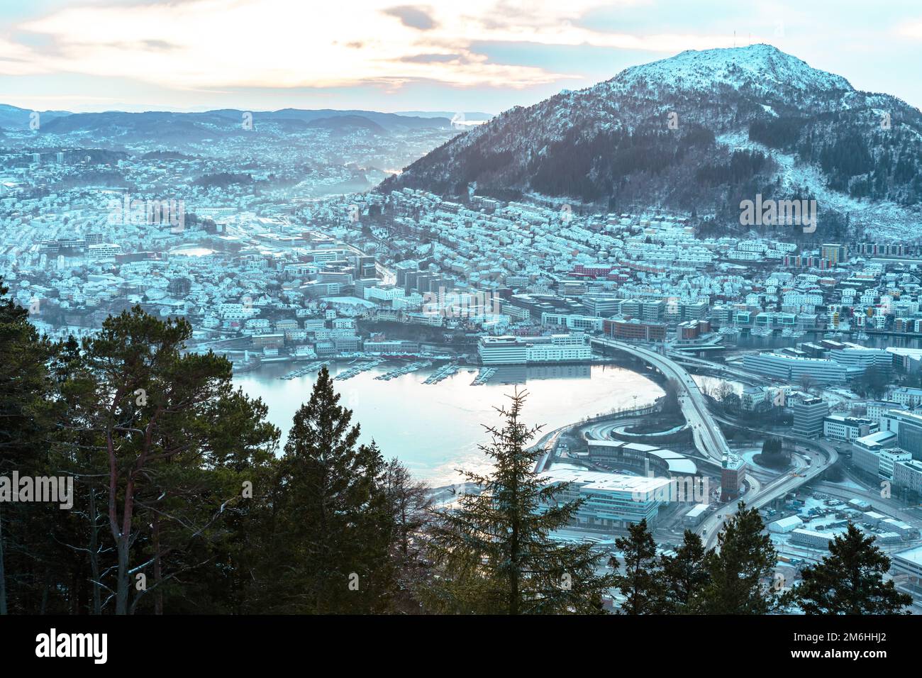 Bergen Winter Aerial Panoramic View from Mount Floyen Viewpoint. Bergen ...