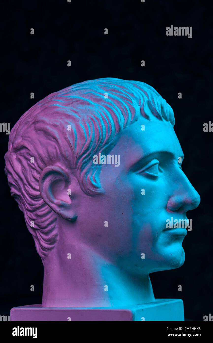 Blue purple gypsum copy of ancient statue of Germanicus Julius Caesar ...