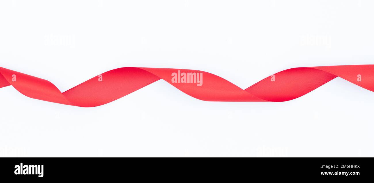 Red gift wrap satin ribbon, isolated on white background. Background ...