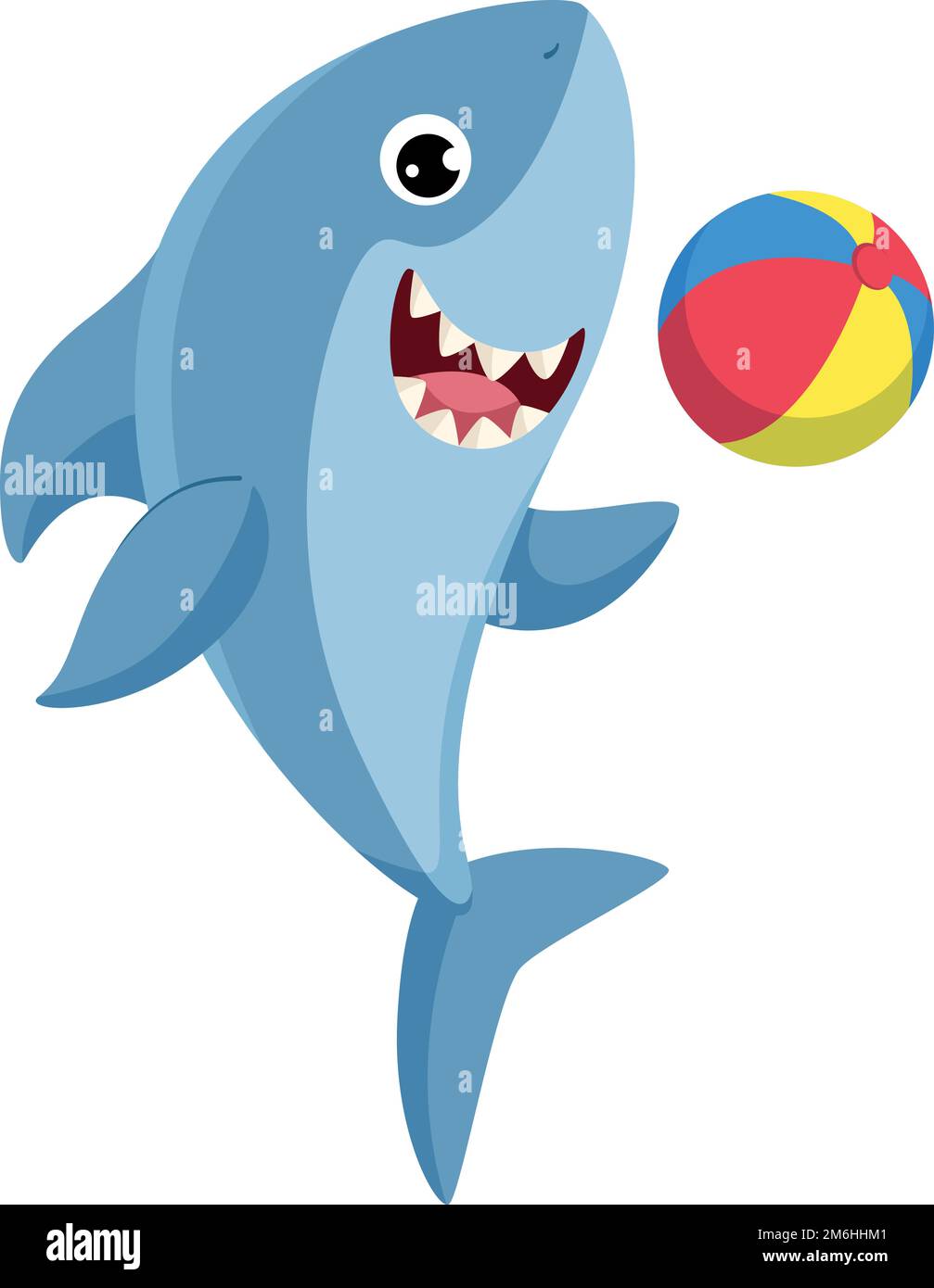 Shark playing with beach ball. Funny cartoon animal Stock Vector Image ...