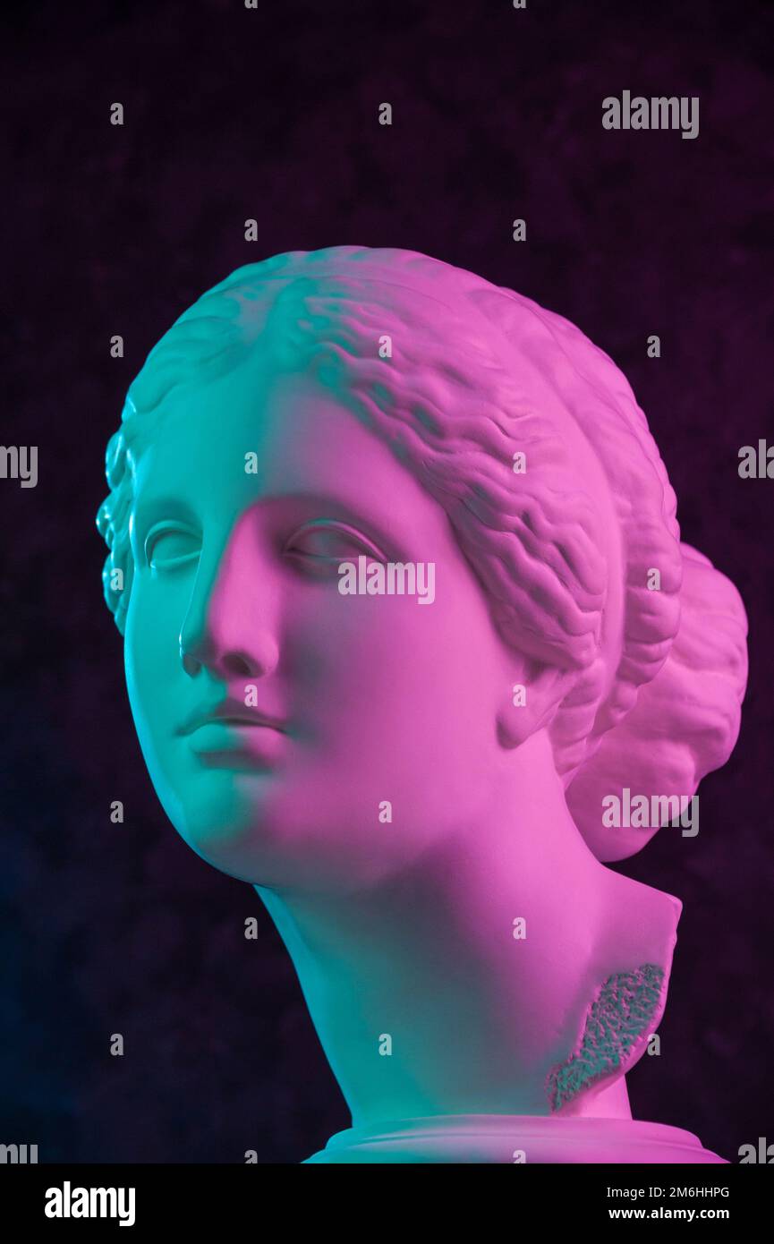 Colorful gypsum copy of ancient statue of Venus de Milo head for ...
