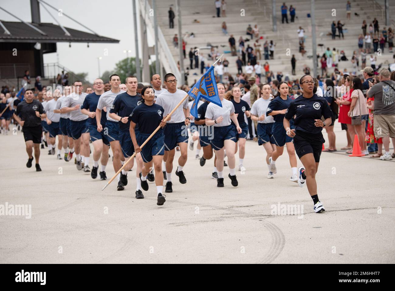 Airmen assigned to the 326th Training Squadron perform the Airman's Run ...