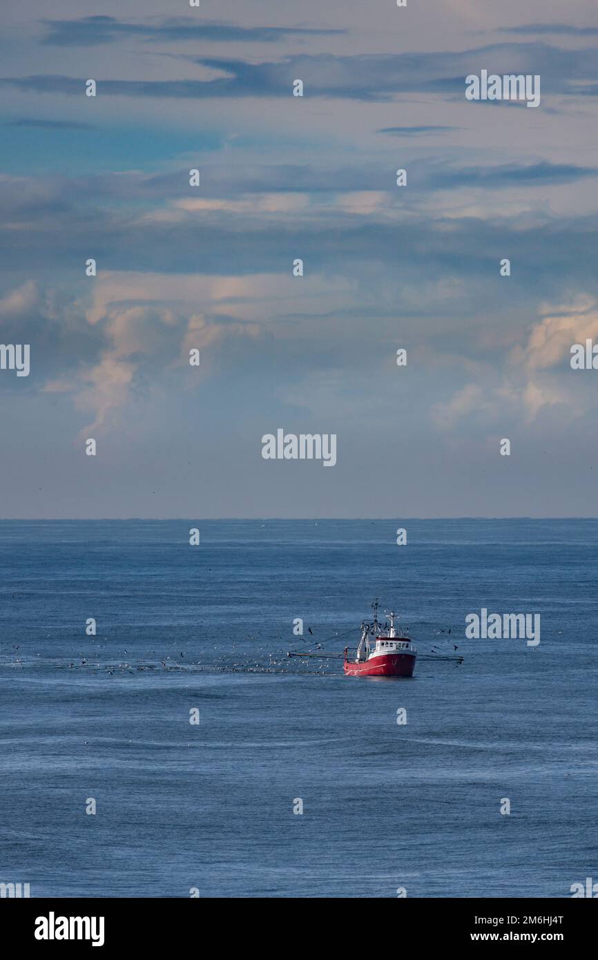 A cutter with lifted drag nets on the North sea Stock Photo - Alamy