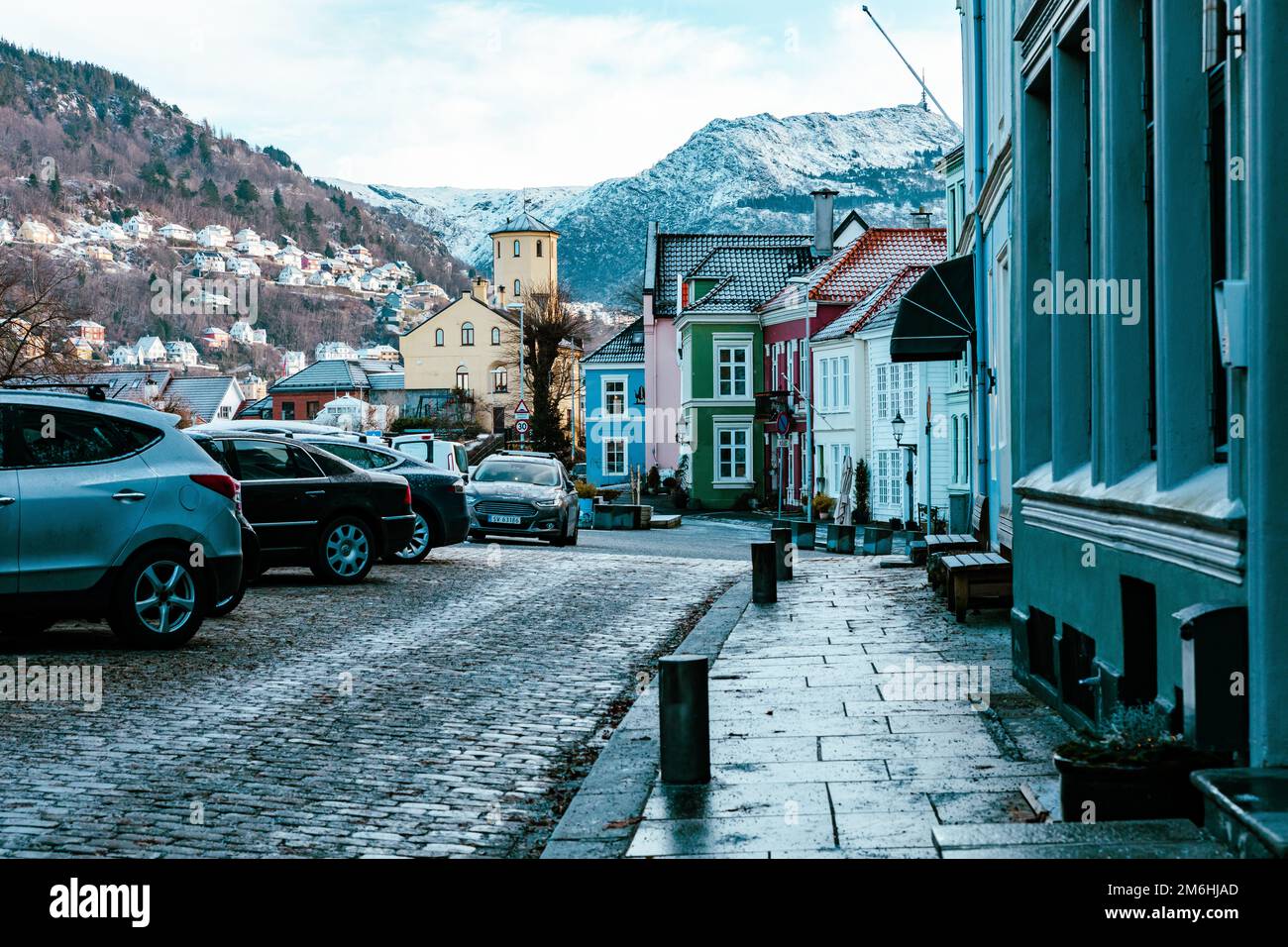 Bergen Scandinavian Architecture. Traditional decorated residential houses in the old part of ...