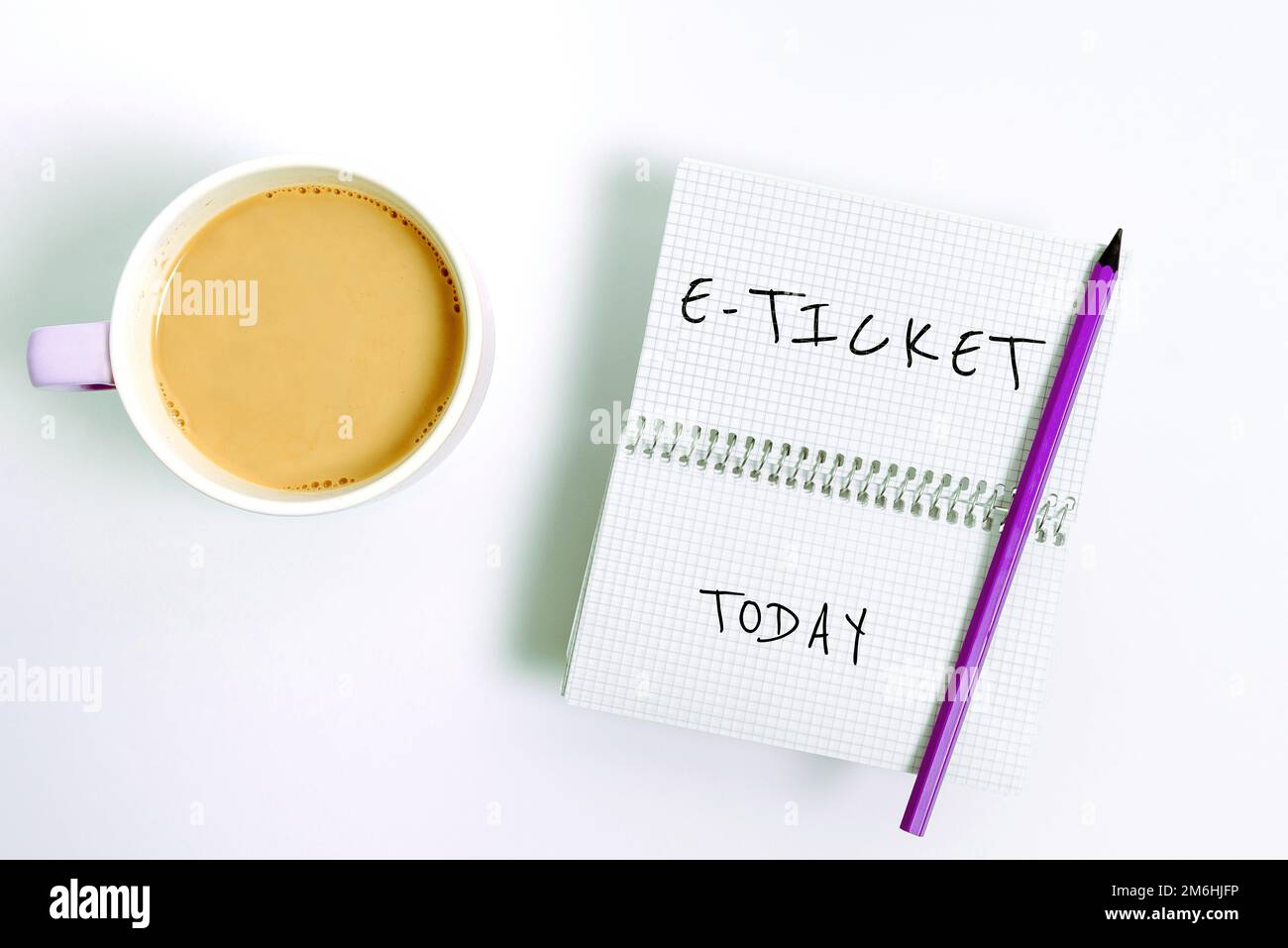 Text caption presenting E Ticket. Business concept Digital ticket that ...