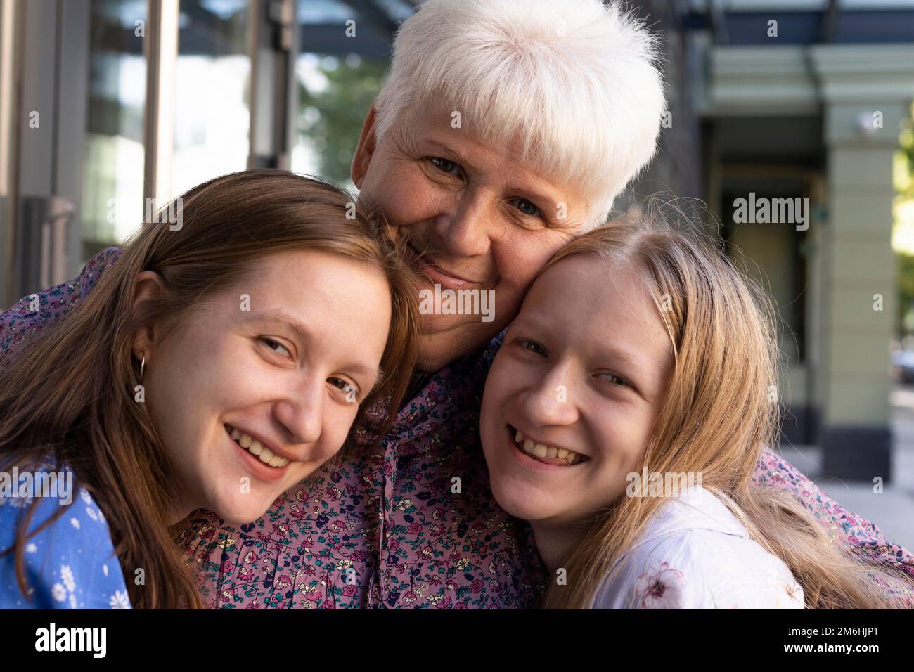 happy female generation - grandmother and granddaughters Stock Photo ...