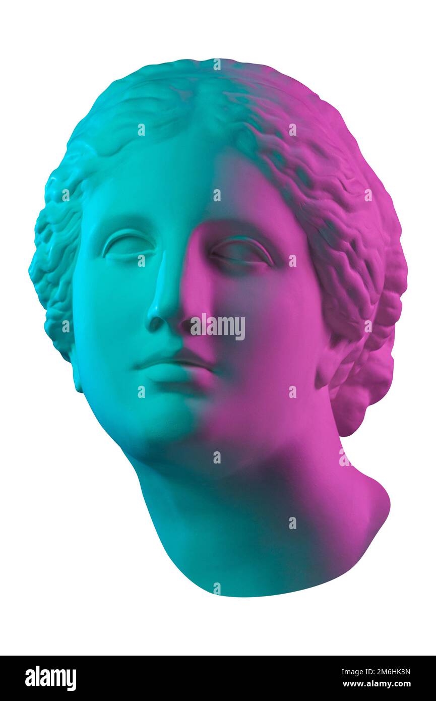 Colorful gypsum copy of ancient statue of Venus de Milo head for ...